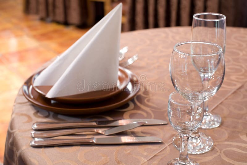 Restaurant laid table stock image. Image of flatware - 12972683