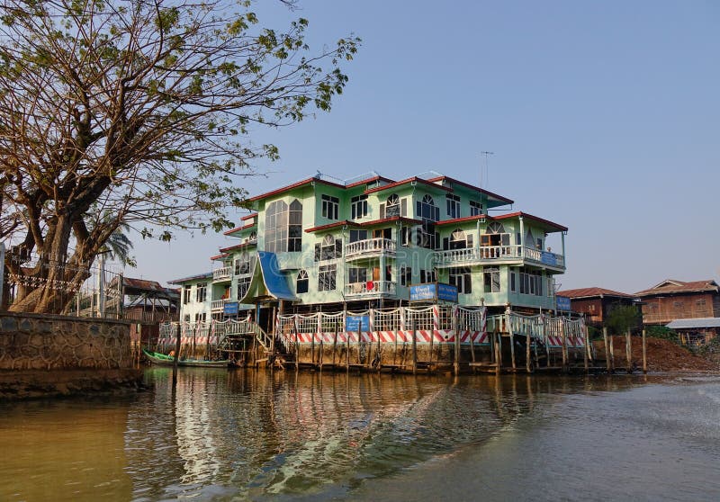 The Restaurant on the Lake in Shan State, Myanmar Editorial Image ...