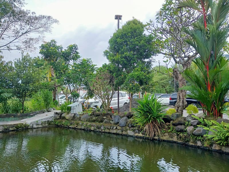 The Restaurant with a Large Fish Pond Stock Photo - Image of canal ...