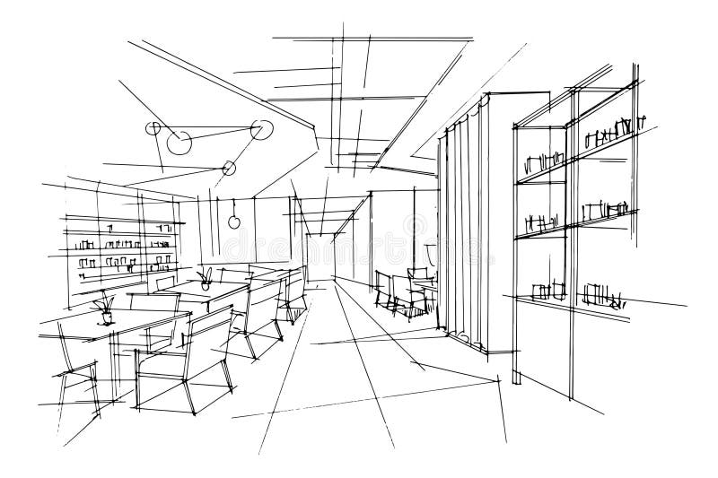 Restaurant Line Drawing,a Line Drawing Using Interior Architecture ...