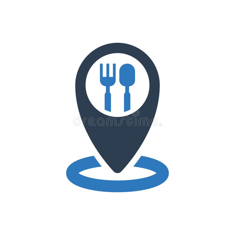 Restaurant Location Map Pin Icon Stock Vector - Illustration of eating ...