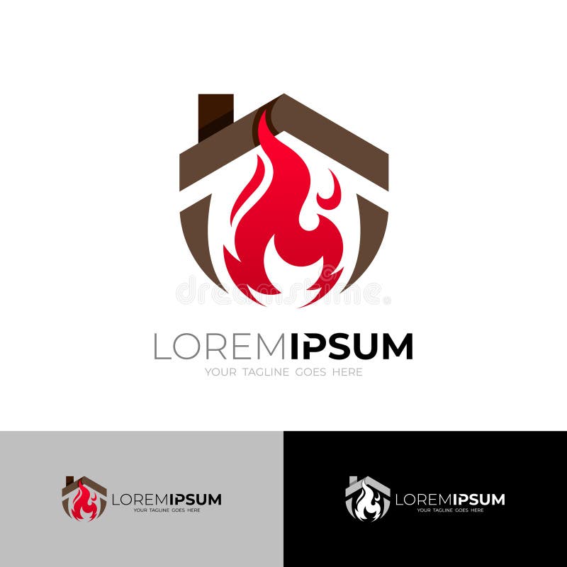 Restaurant Logo and Fire Design Combination, Building Logos Stock ...