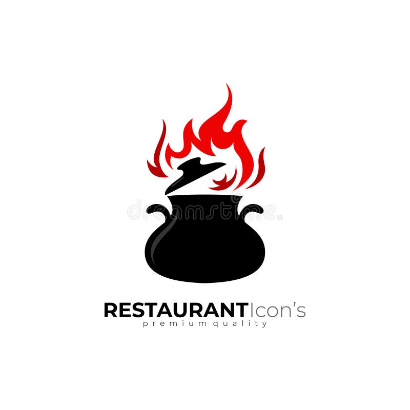 Restaurant Logo and Fire Design Combination, Simple Style Stock Vector ...