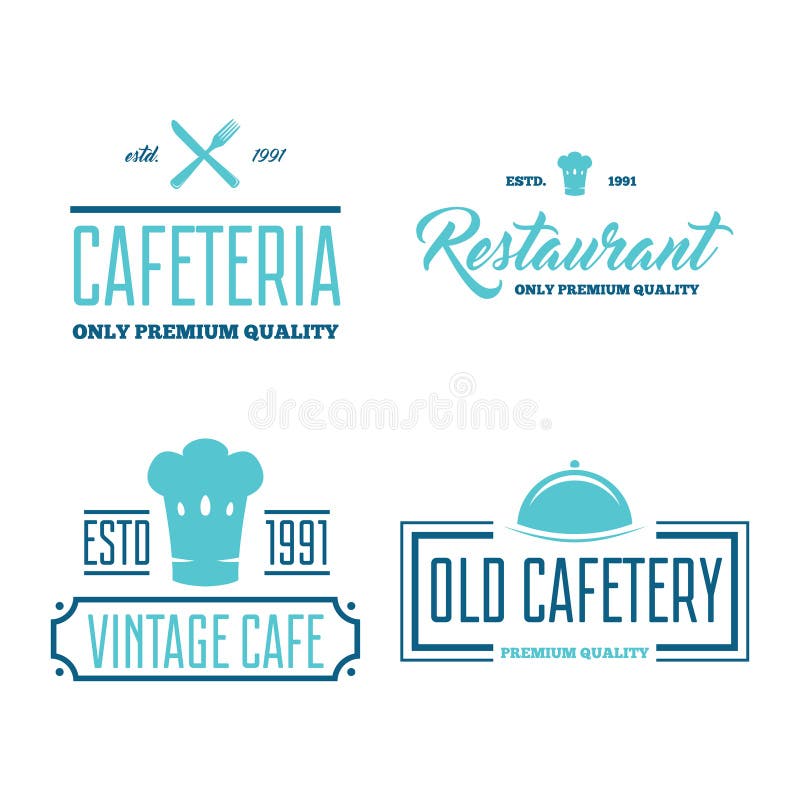 Restaurant Logos, Badges and Labels Design Elements Set in Vintage ...