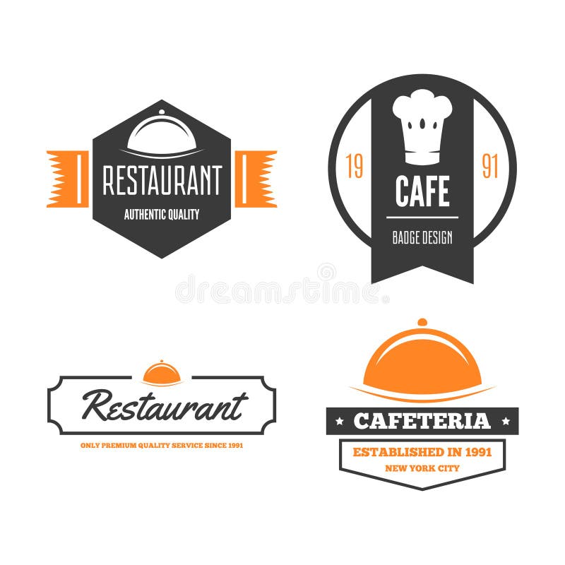 Restaurant Logos, Badges and Labels Design Elements Set in Vintage ...