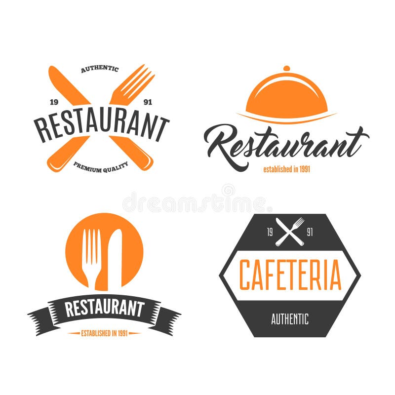 Restaurant Logos, Badges and Labels Design Elements Set in Vintage ...