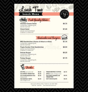 Restaurant Lunch Menu Design Template Layout Stock Vector ...