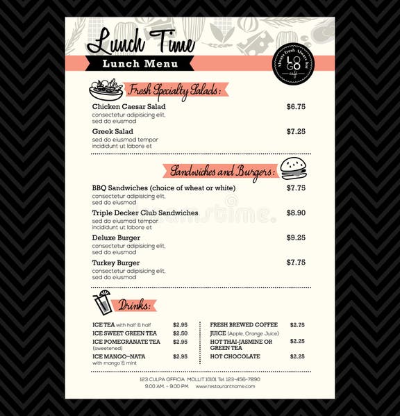 Restaurant Lunch Menu Design Template Layout Stock Vector ...