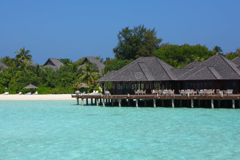 Maldives Island and Water Villas Stock Photo - Image of cloud, scenery ...