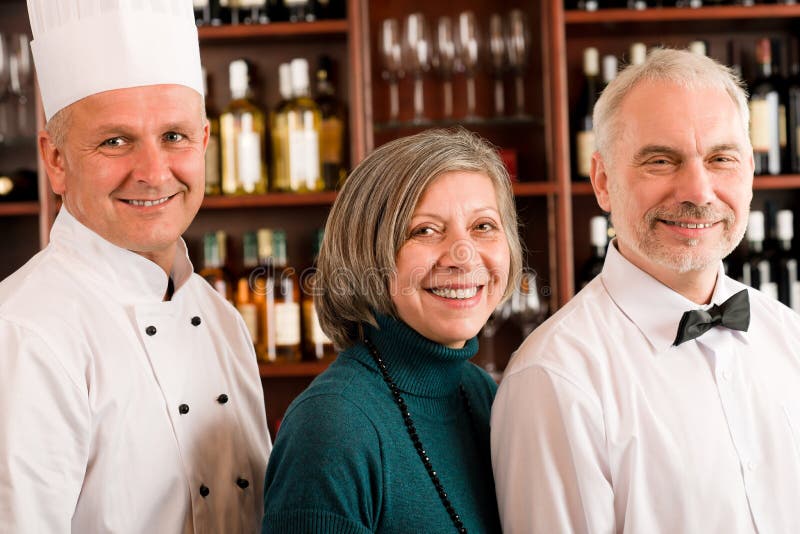 Restaurant Manager Posing with Professional Staff Stock Photo - Image ...