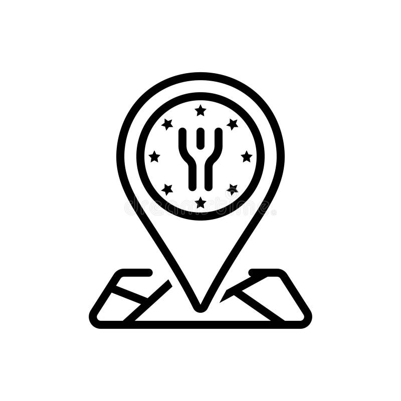 Black Line Icon for Restaurant Map, Restaurant and Location Stock ...