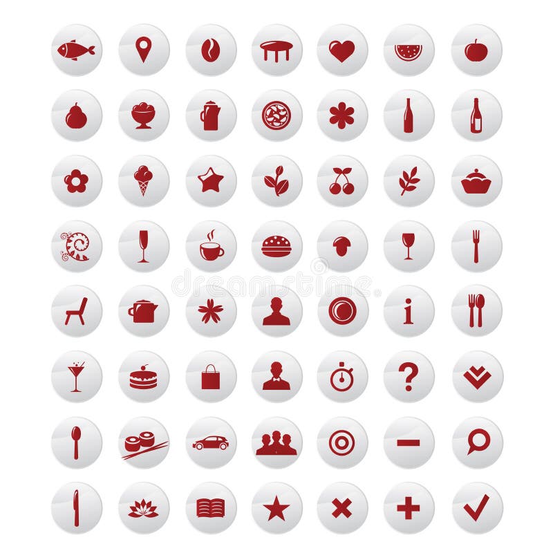 Restaurant and Map Icons Vector Set Stock Vector - Illustration of ...