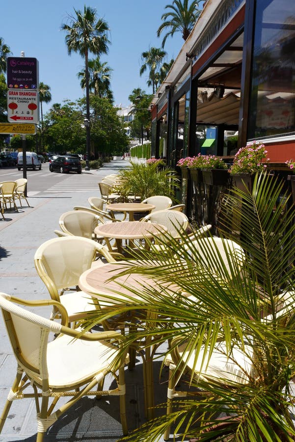 Red Tables and Chairs in Outdoor Restaurant Stock Photo - Image of ...