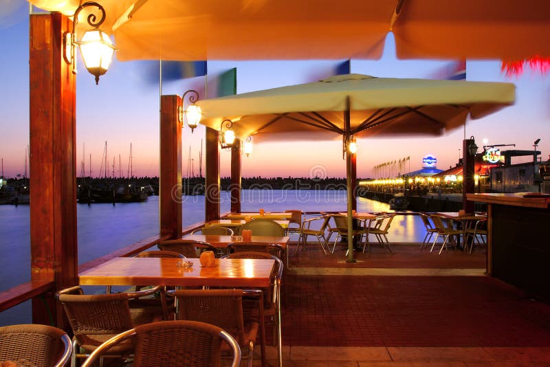 Restaurant on Marina. stock image. Image of supper, marina - 13951369