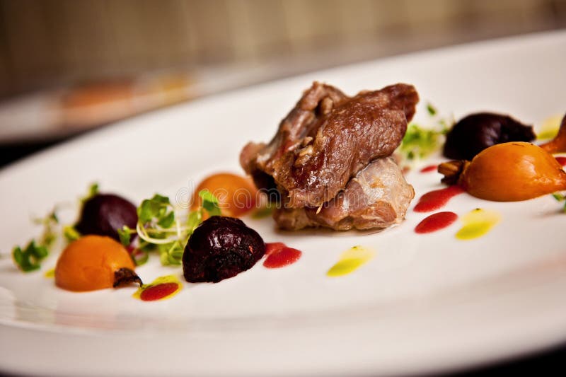 Restaurant Meal, Pork Belly Stock Image - Image of dinner, restaurant ...