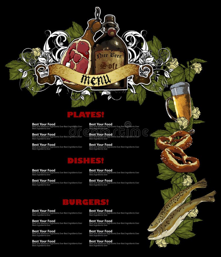 Restaurant menu black stock vector. Illustration of menu - 68322228