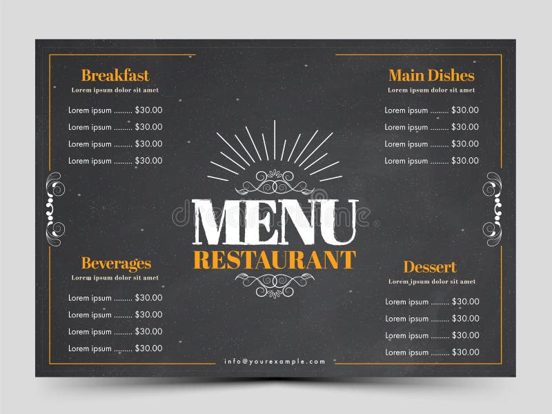 Restaurant Menu Card Design in Black Color Stock Illustration ...