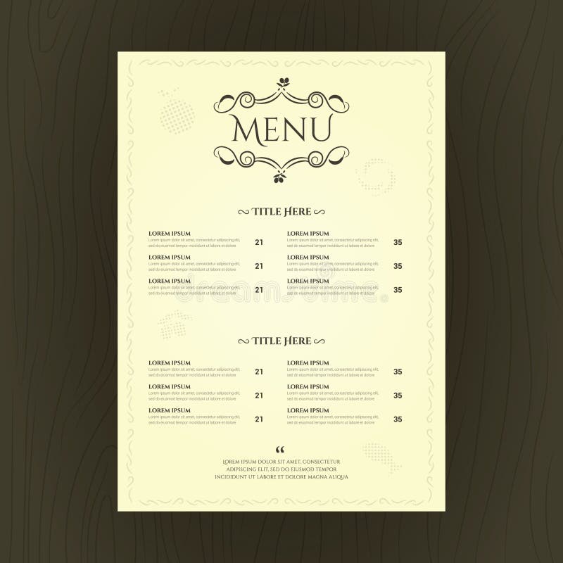 Restaurant Menu Card. Vector Illustration Decorative Background Design ...