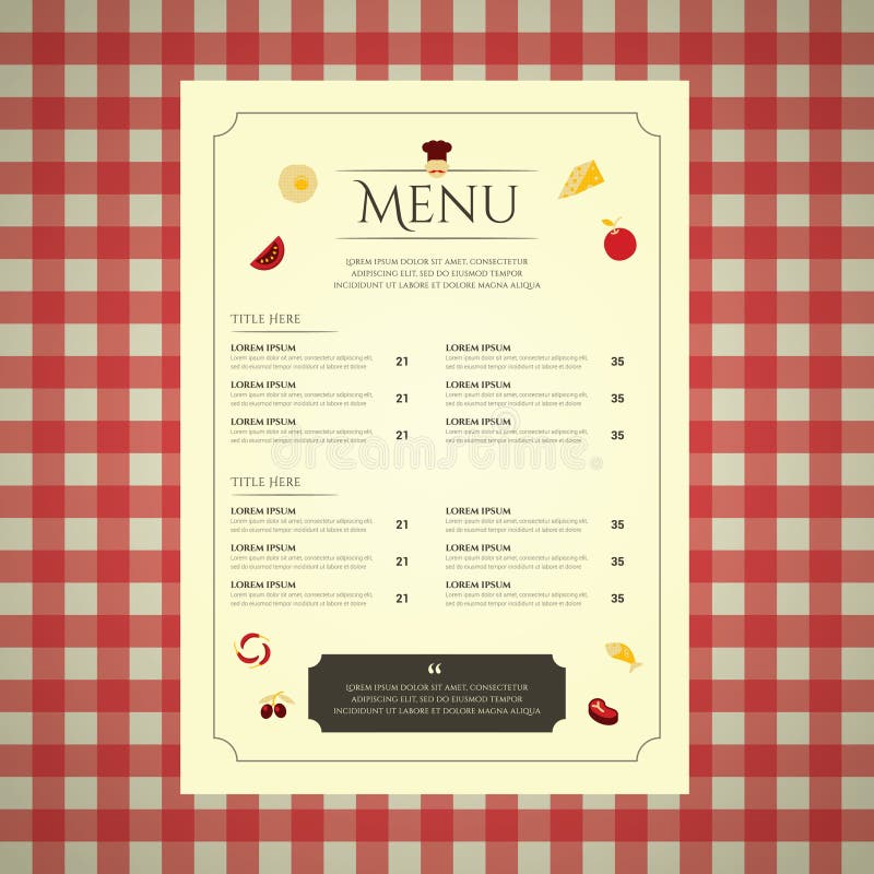 Restaurant Menu Card. Vector Illustration Decorative Design Stock ...