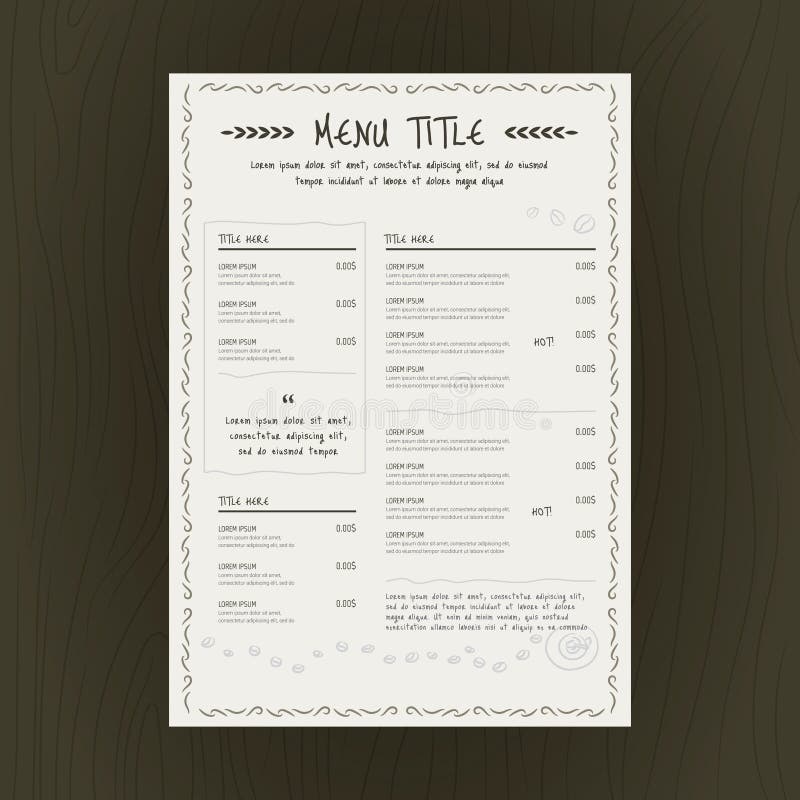 Restaurant Menu Card. Vector Illustration Decorative Design Stock ...