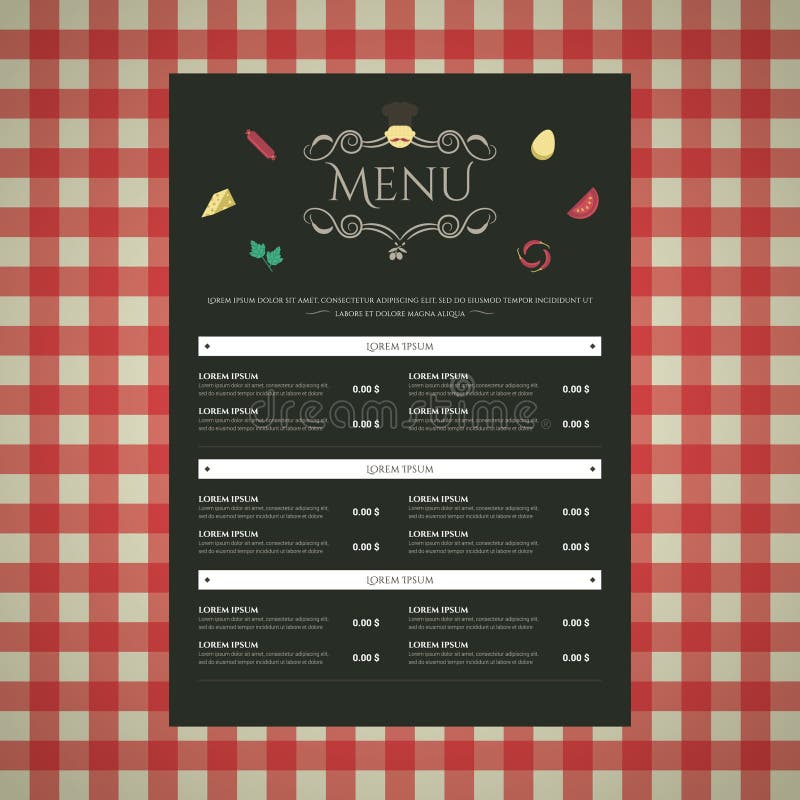 Restaurant Menu Card. Vector Illustration Decorative Design Stock ...