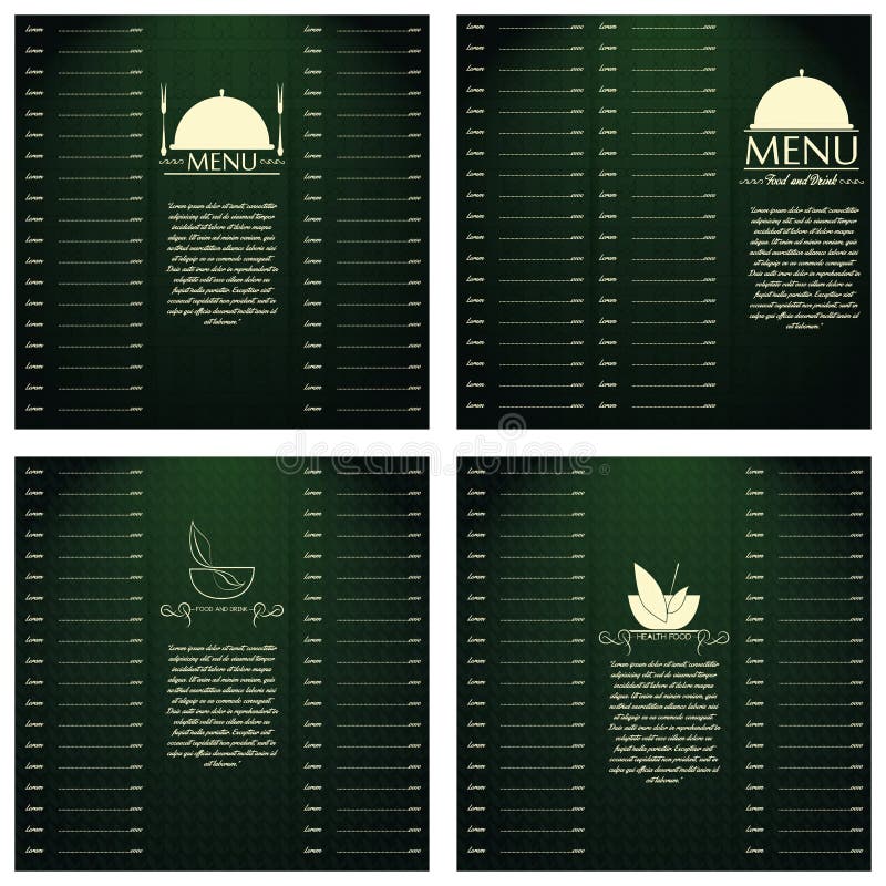 Restaurant Menu Cards Design Template Editable Stock Illustration ...