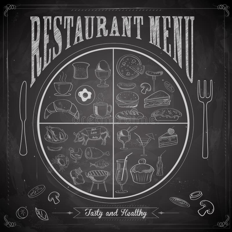 Menu Chalk board stock vector. Illustration of delicious - 40200701