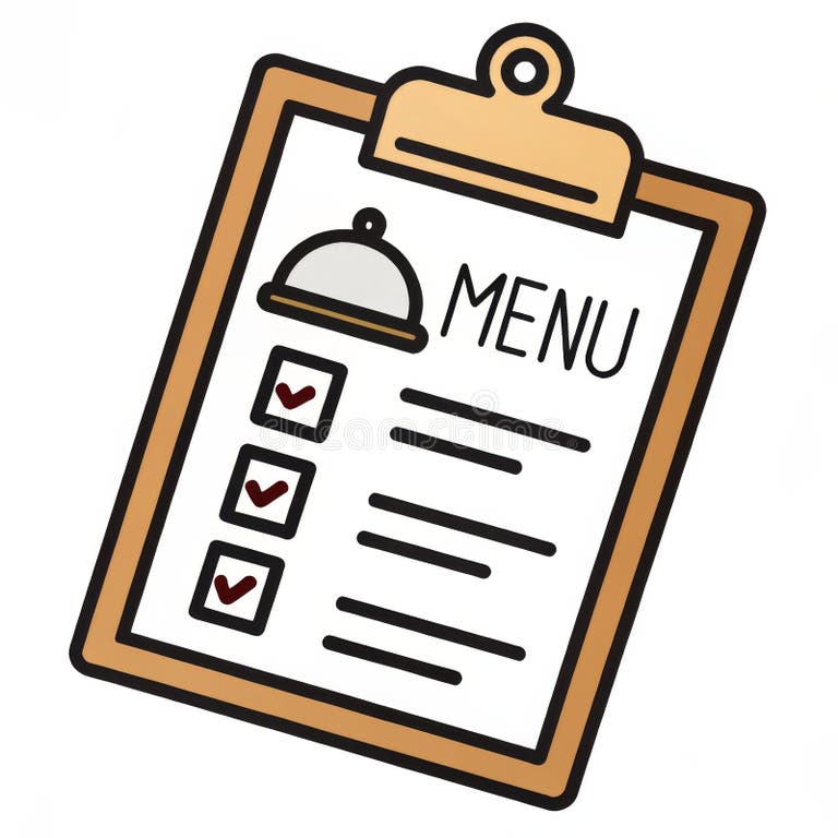 Restaurant Menu Checklist Clipboard Illustration, Menu, Checklist Stock ...