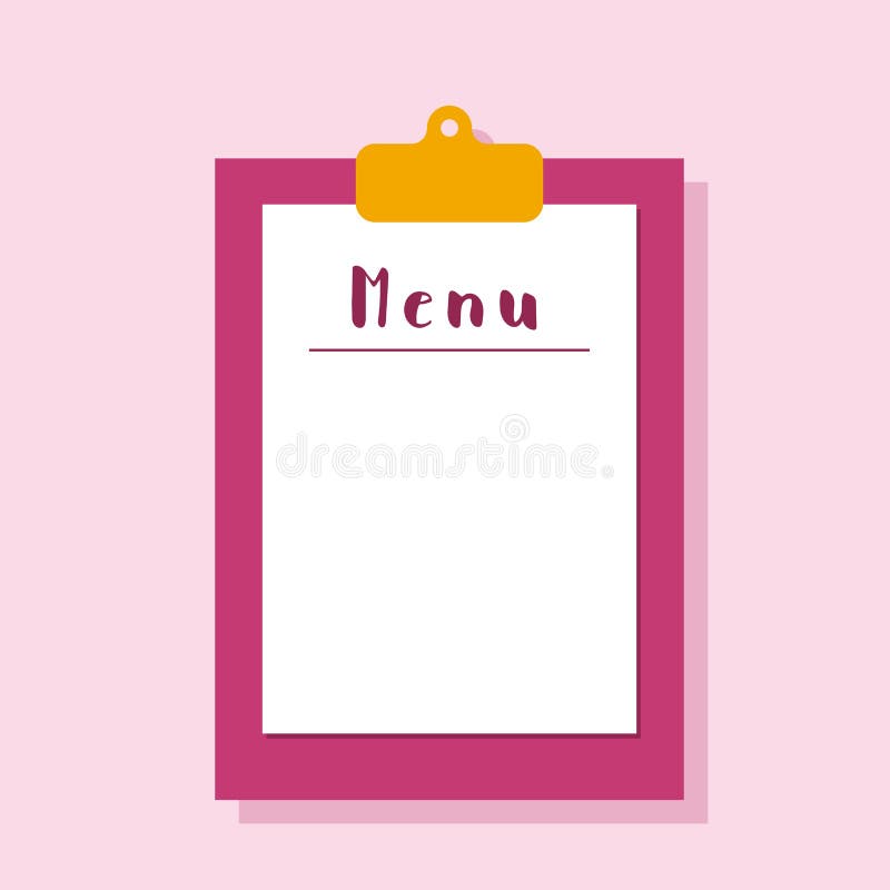 Restaurant Menu Clipboard Vector Stock Vector - Illustration of paper ...