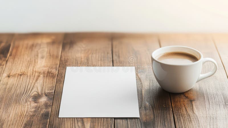 Restaurant Menu and Coffee Cup Placed on a Rustic Wooden Table Under ...