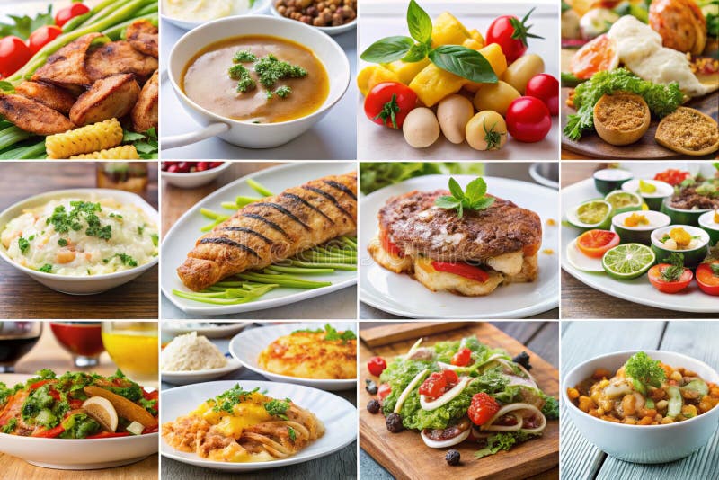 Restaurant Menu Collage â€ Set of Various Meals for Culinary ...