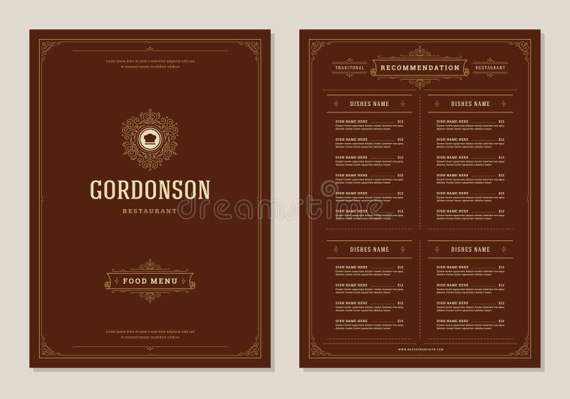 Restaurant Menu Design and Label Vector Brochure Template Stock Vector ...