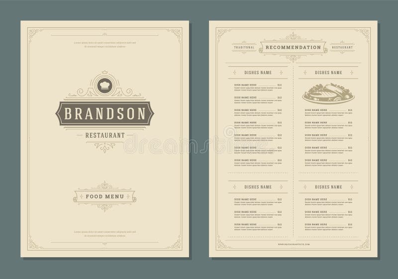 Restaurant Menu Design and Label Vector Brochure Template Stock Vector ...