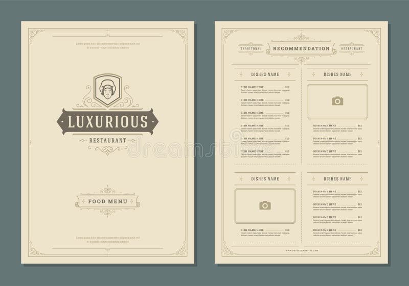 Restaurant Menu Design and Label Vector Brochure Template Stock Vector ...