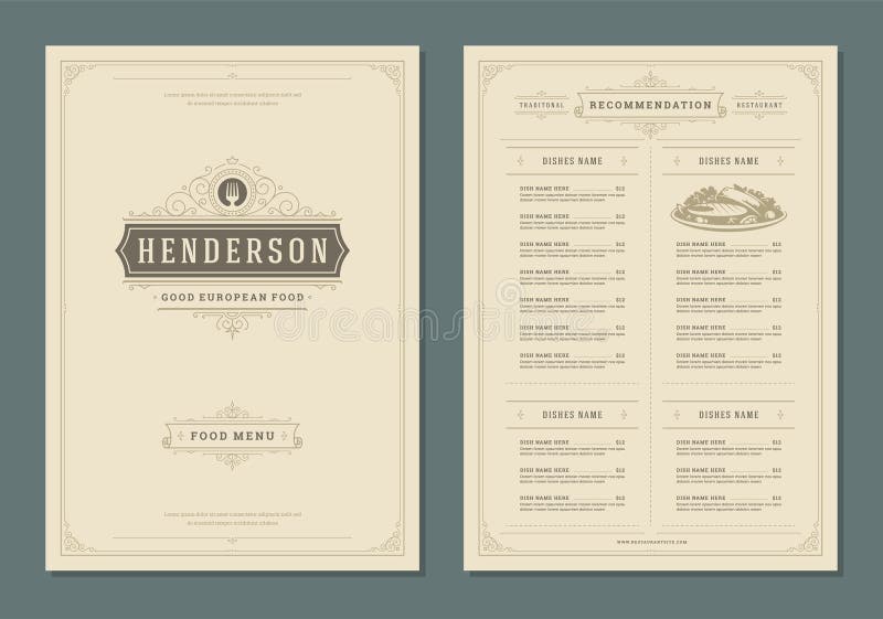 Restaurant Menu Design and Label Vector Brochure Template Stock Vector ...