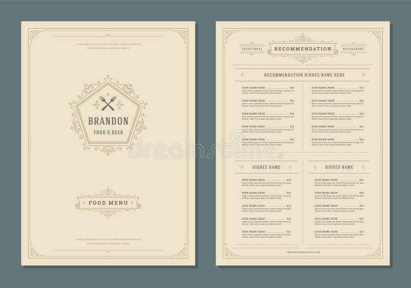 Restaurant Menu Design and Label Vector Brochure Template Stock Vector ...