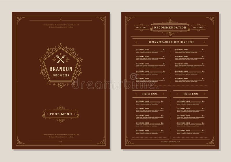 Restaurant Menu Design and Label Vector Brochure Template Stock Vector ...