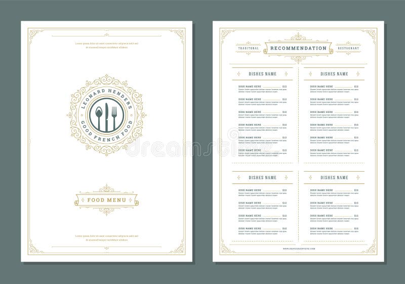 Restaurant Menu Design and Label Vector Brochure Template. Stock Vector ...