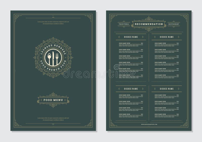 Restaurant Menu Design and Label Vector Brochure Template. Stock Vector ...