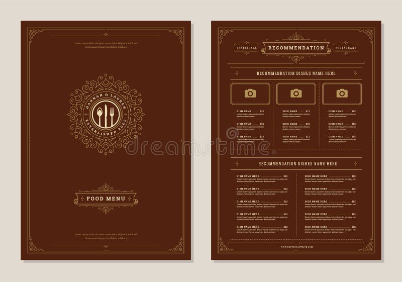 Restaurant Menu Design and Label Vector Brochure Template Stock Vector ...