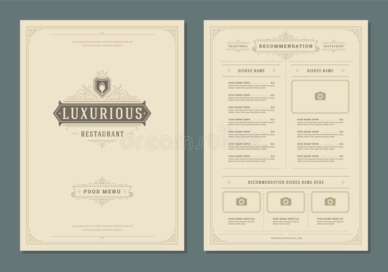 Restaurant Menu Design and Label Vector Brochure Template Stock Vector ...