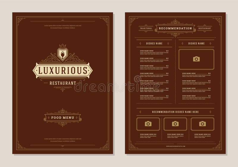 Restaurant Menu Design and Label Vector Brochure Template Stock Vector ...