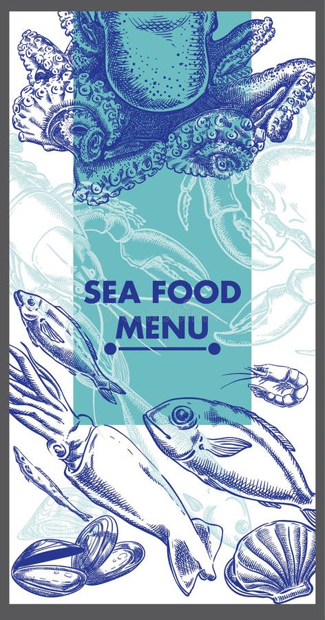 Restaurant Menu Design. Sea Food. Vector Stock Vector - Illustration of ...