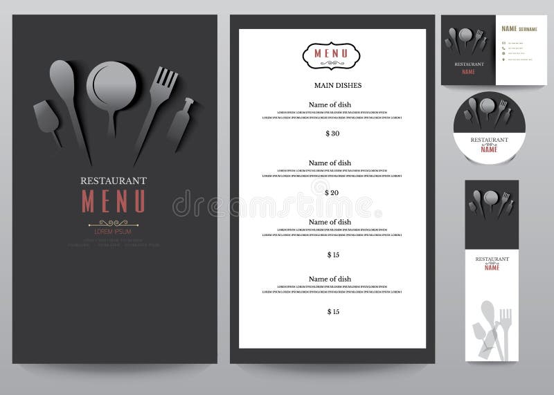Restaurant Menu Design Set, Desing on Black Background Stock Vector ...