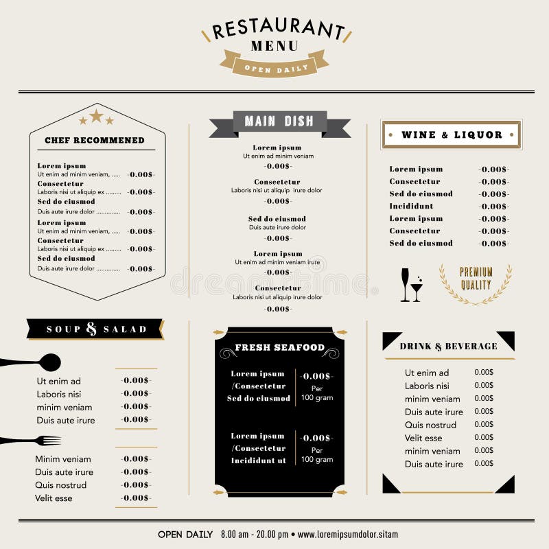 Template Design Menu Restaurant Card Stock Illustrations – 46,456 ...