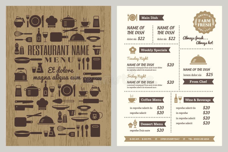 Restaurant Menu Design Template Stock Vector - Illustration of lunch ...