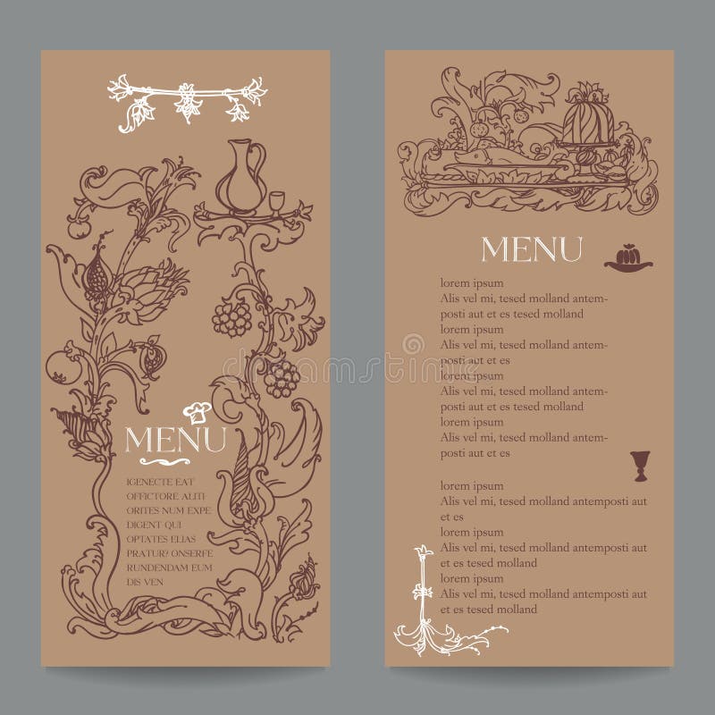 Restaurant Menu Design with Vintage Label Stock Vector - Illustration ...