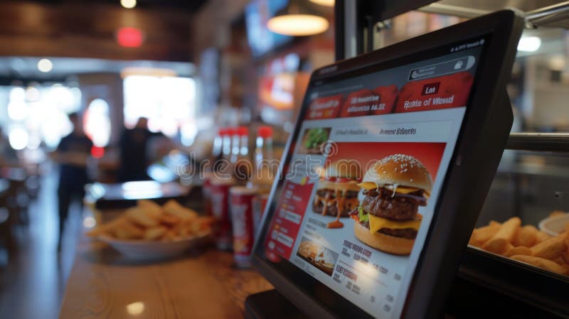 Restaurant Menu Digital Display with Burger Image Stock Photo - Image ...