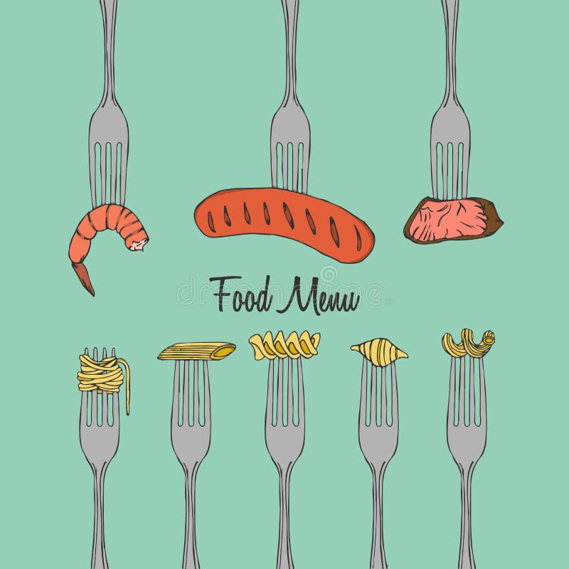 Restaurant Menu Element on Fork Stock Vector - Illustration of dish ...