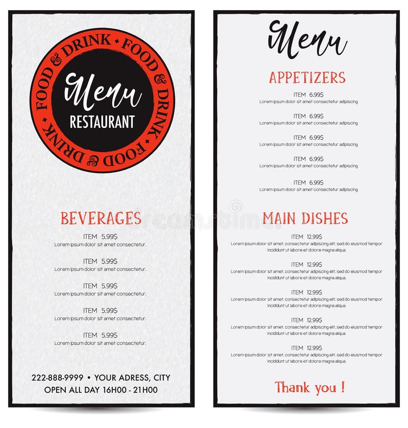 Restaurant Menu Flyer Template Design Vector Stock Vector ...
